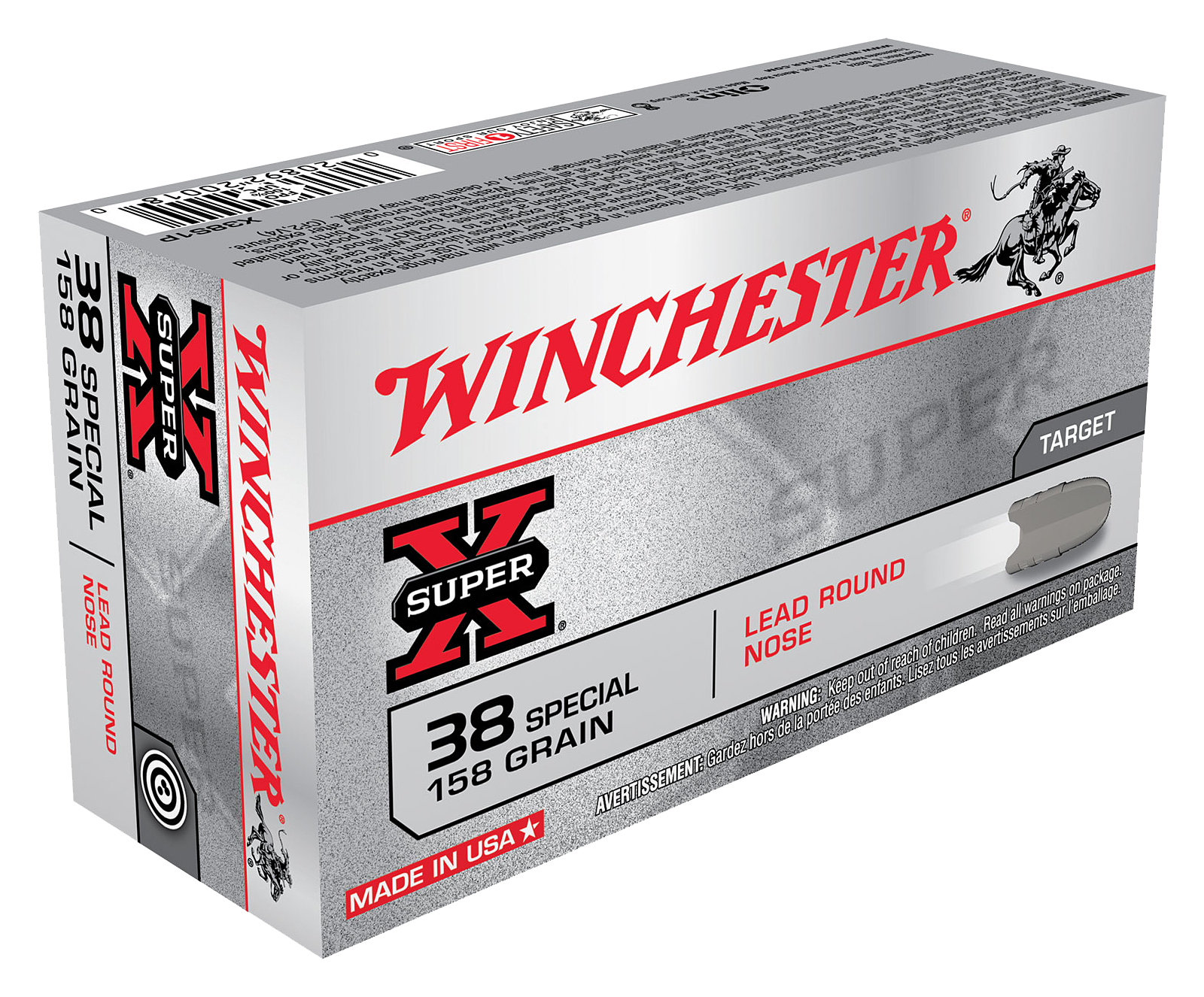 Winchester Super-X Target Lead Round Nose .38 Special 158 Grain Handgun ...